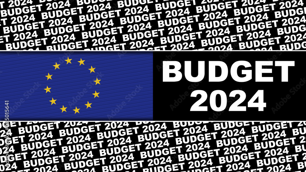 European Union Budget 2024 Title and Flag Concept - 3D Illustration ...
