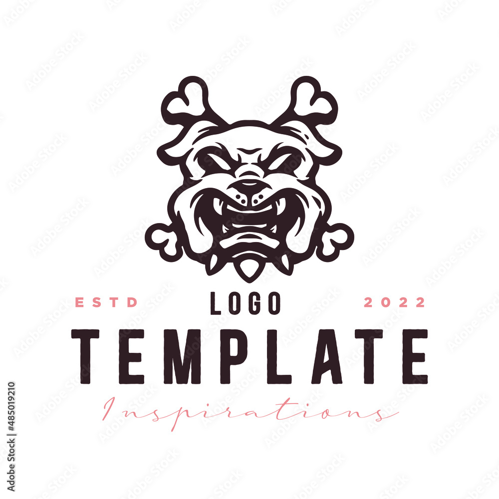 Emblem, Dog animal logo template. dog with crossbones, for labels ...