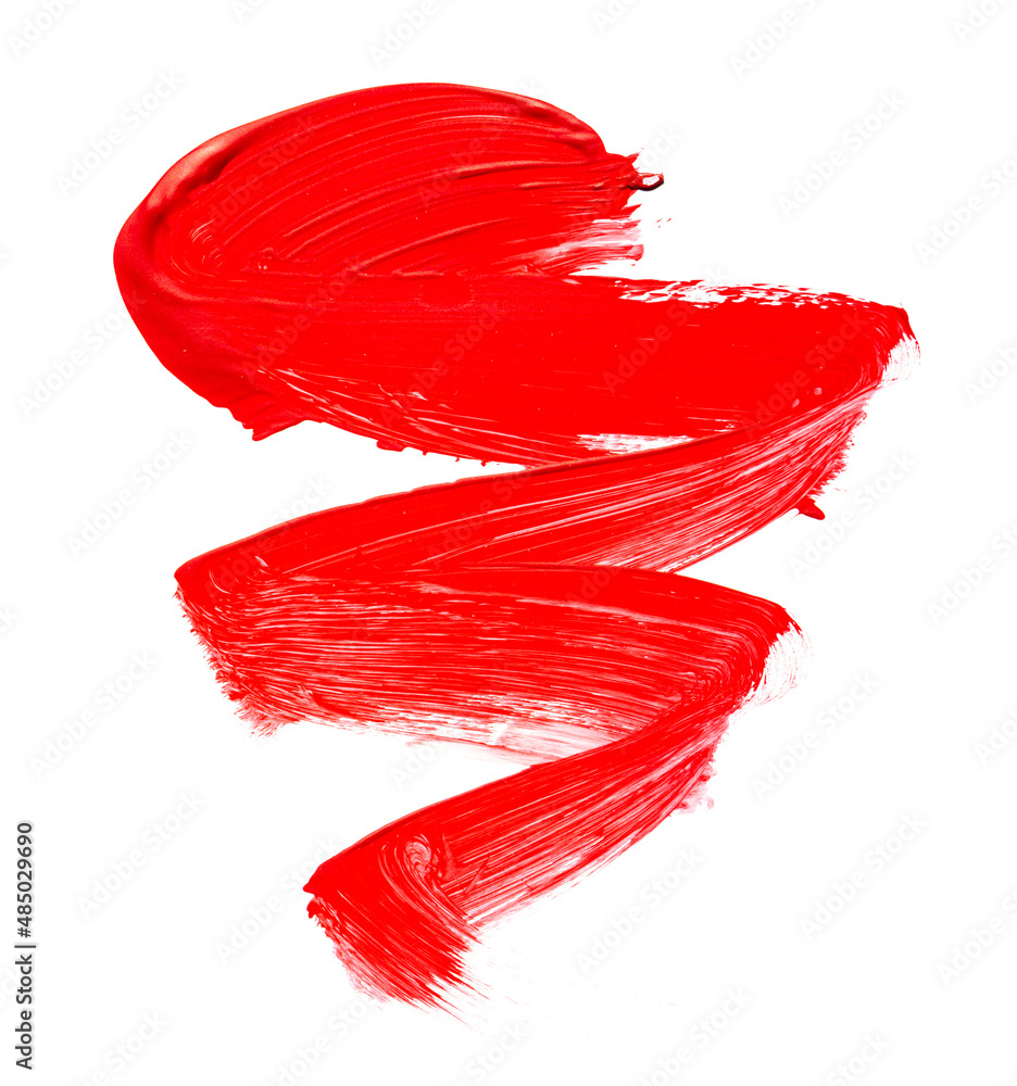 Red brush stroke isolated on white background. Red abstract stroke ...