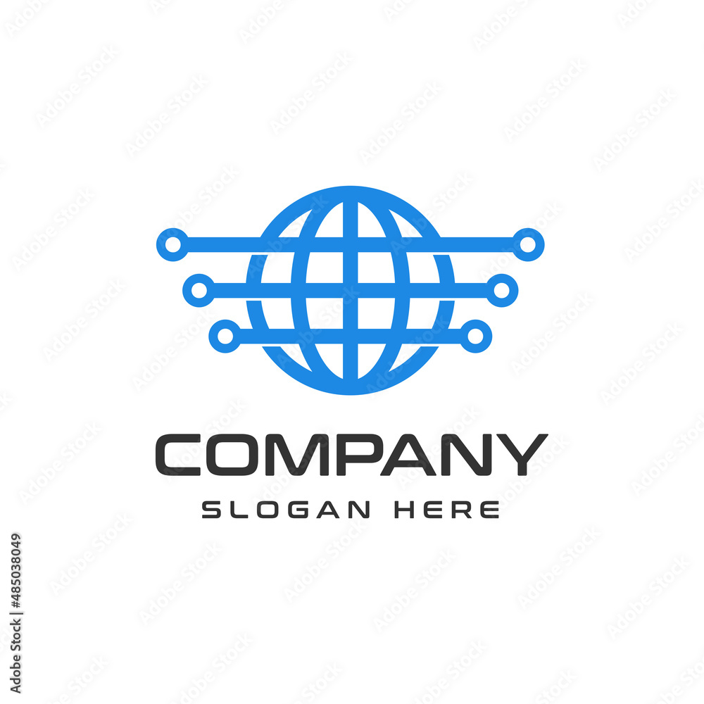 Global technology logo vector with earth planet icon Stock Vector ...