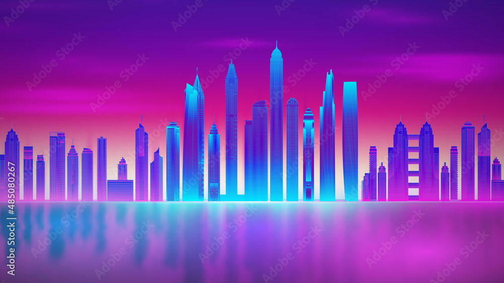 Retro wave background 80s. City 80s future retro synth illustration ...