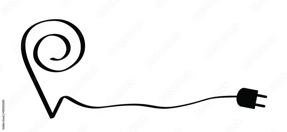 Slogan e charging point symbol. Electric cable plug, battery charger ...