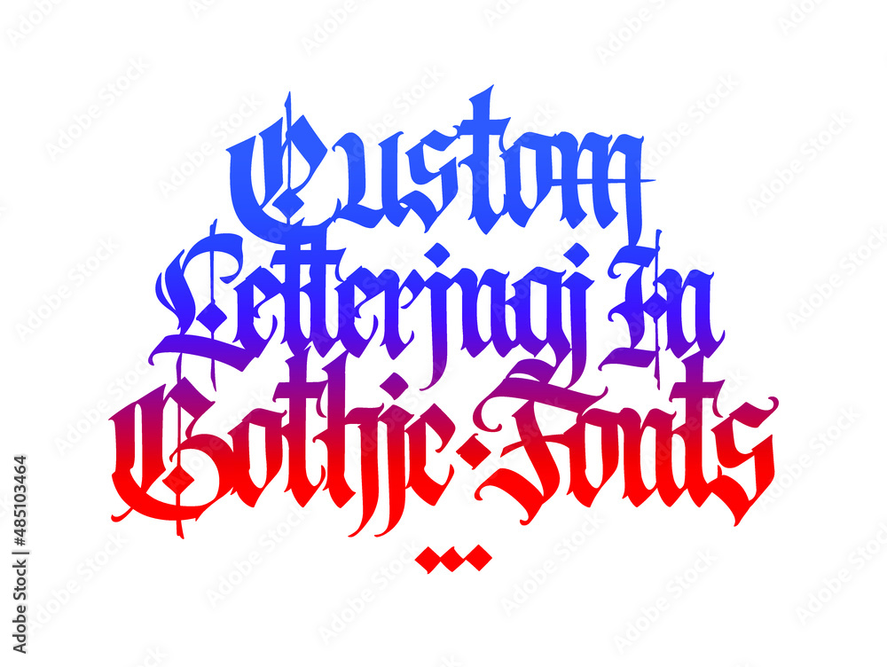 Gothic style lettering. Vector. Gothic Old Germanic font. Medieval ...
