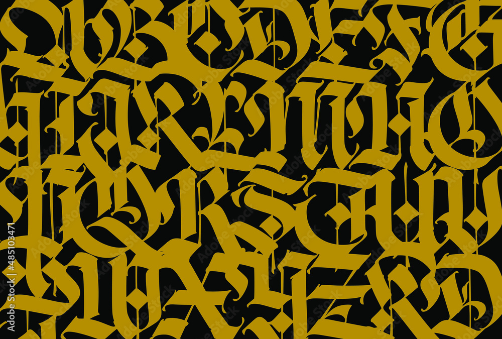 Pattern, ornament in the Gothic style. Vector. Alphabet. All elements ...