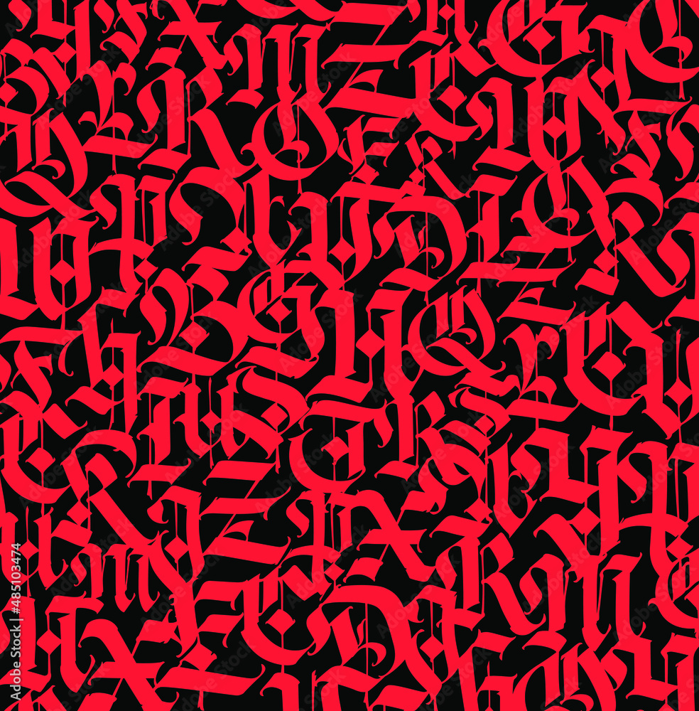 Pattern, ornament in the Gothic style. Vector. Alphabet. Calligraphy ...