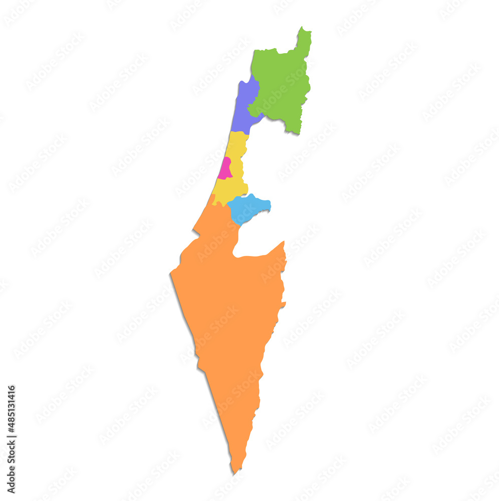 Israel map, administrative division, separate individual regions, color ...