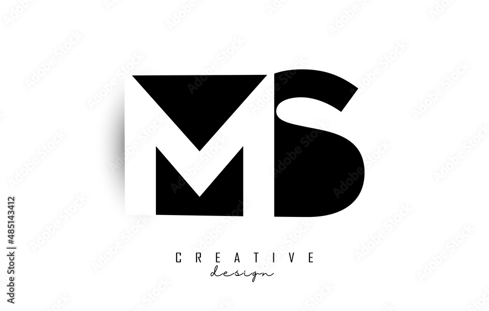 MS letters Logo with negative space design. Letter with geometric ...