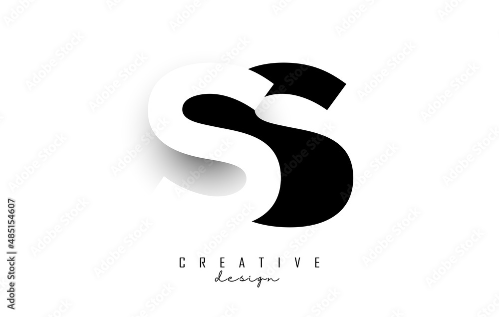 Ss letters Logo with negative space design and shadow. Letter with ...