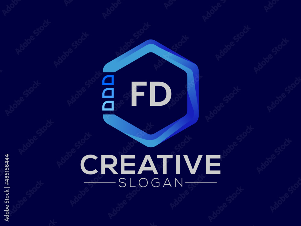 FD logo, FD letter logo design, FD Minimal logo, FD Shield Logo, FD ...