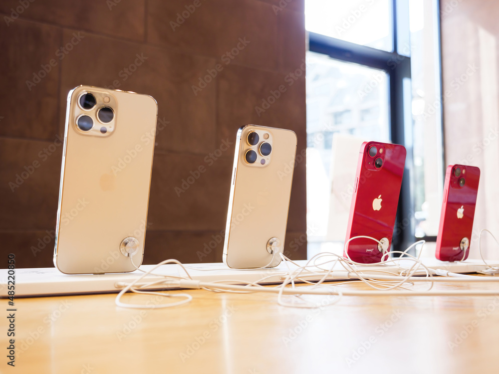 Paris, France - Sep 24, 2021: Front view of Apple Computers store ...