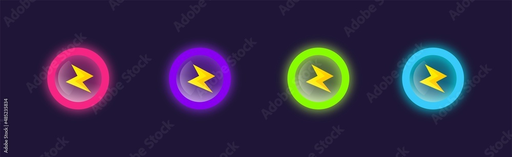 Game ui of energy, stamina, speed, power. Lightning icons badge for ...