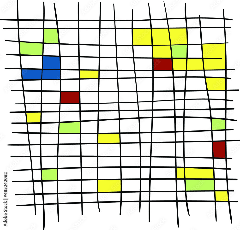 vector black hand drawn grid fill some with colors Stock Vector | Adobe ...