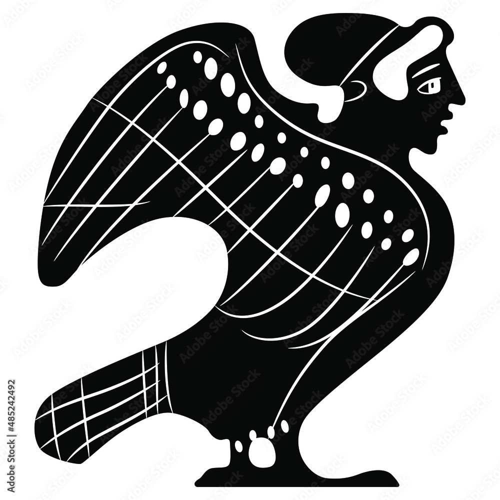 Ancient Greek siren or harpy. Fantastic mythological bird with female ...