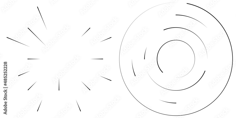 Póster Radial, radiating circular, concentric lines vector element ...