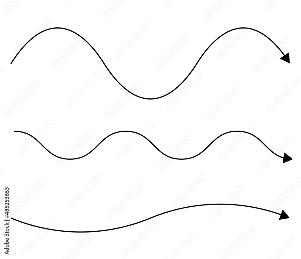 Curvy, wavy, waving arrows shape set Stock Vector | Adobe Stock