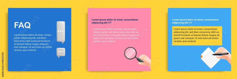 Social media informative FAQ post banner template layout design in 3D ...