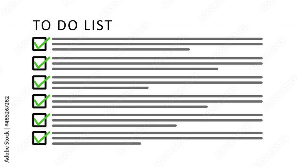 To Do List Check Mark List Animation with Box and Check Sign on Black ...