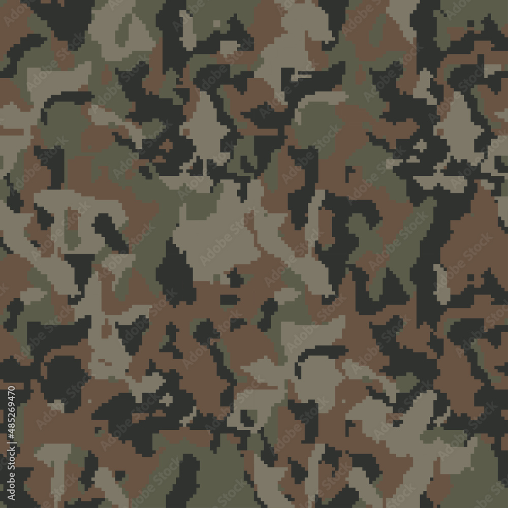 Pixel camo background. Seamless camouflage pattern. Military texture ...