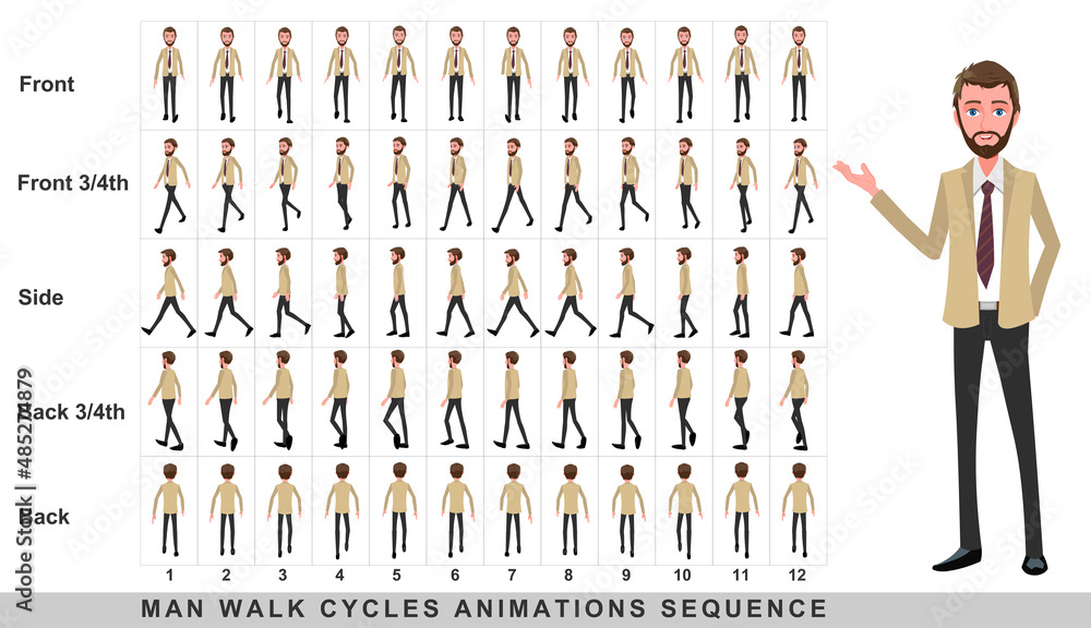 Walking animation of businessman,Character Walk Cycle Animation ...