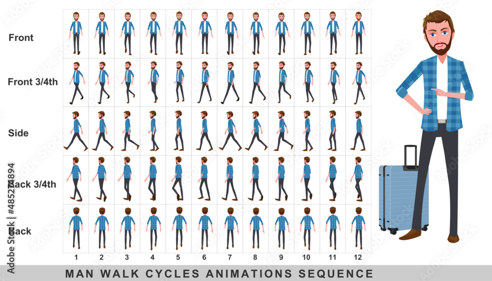 Walking animation of businessman,Character Walk Cycle Animation ...