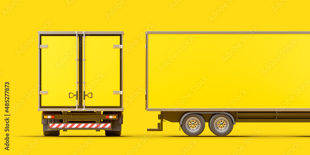 Long trailer isolated over bright background. Mockup Stock Illustration ...