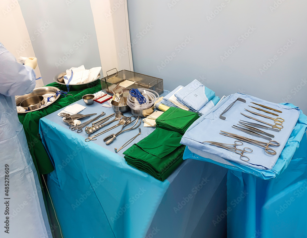 Caesarean section set. Nurse prepared equipment of caesarean section ...