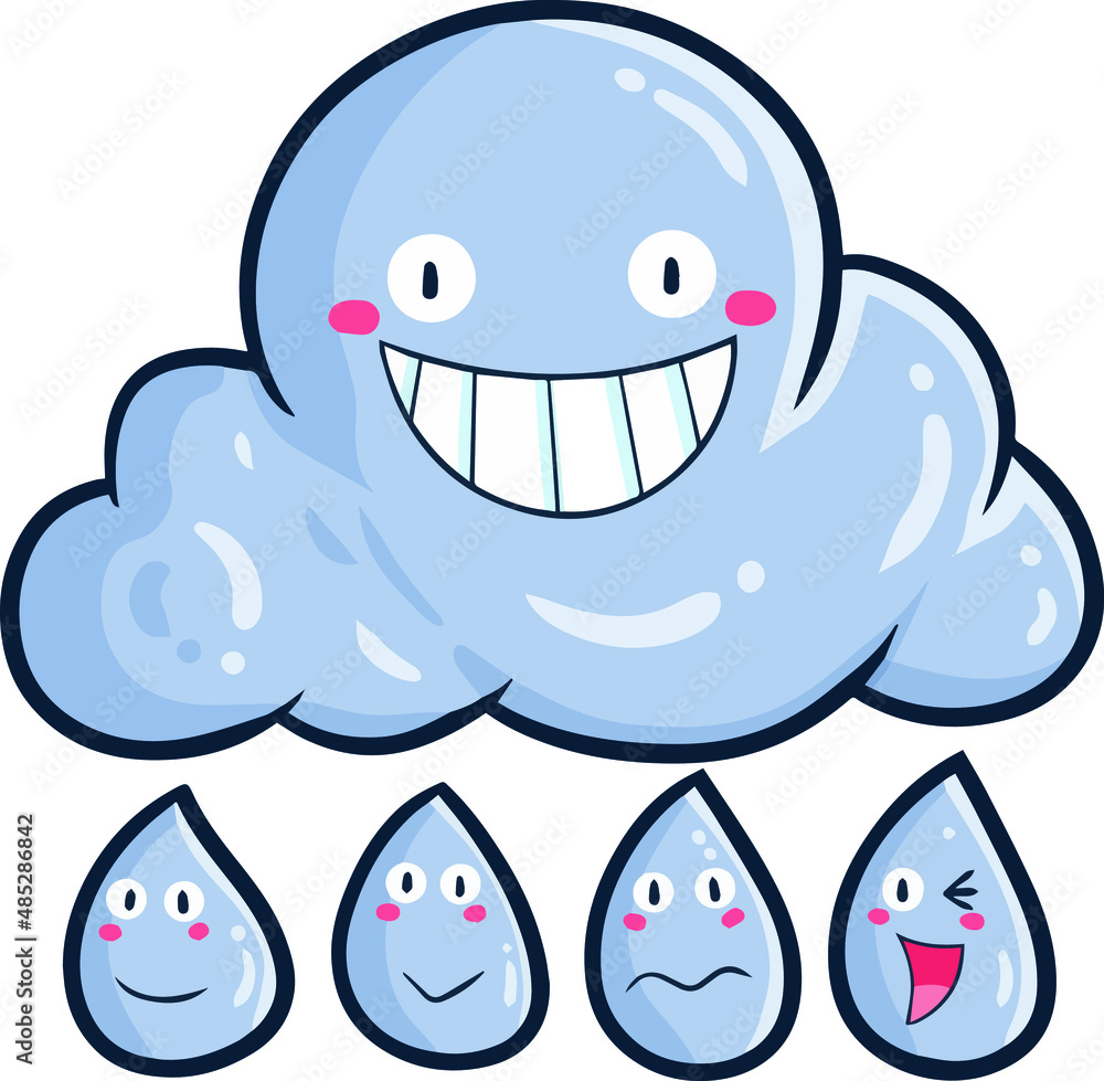 Cute rain cloud happy family cartoon illustration Stock Vector | Adobe ...