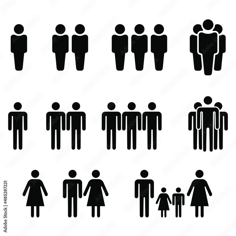 People icon set. People icon set in flat style. Persons symbol for your ...