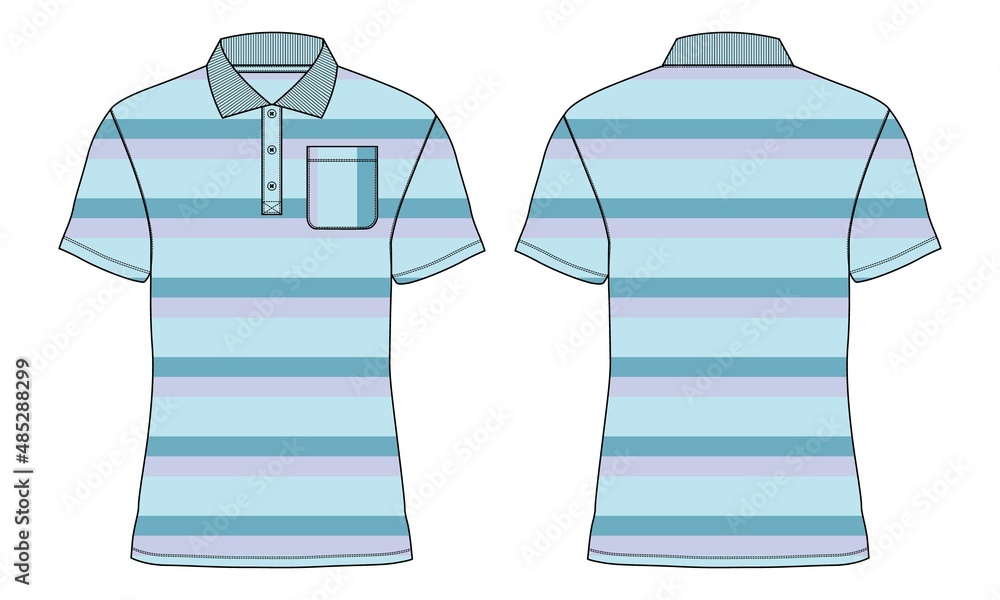 Short sleeve Polo Shirt With All over Yarn dye Stripe Technical Fashion ...