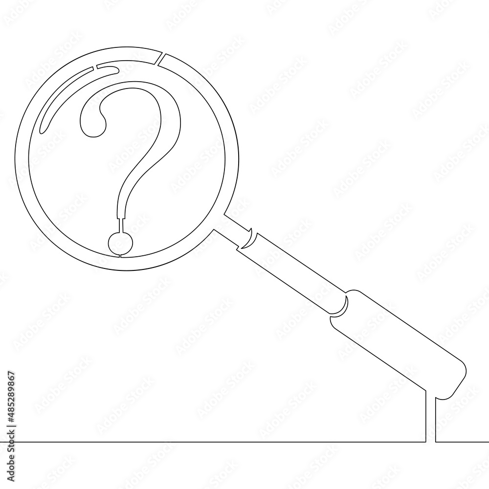 Continuous line magnifying glass with question mark Stock Vector ...