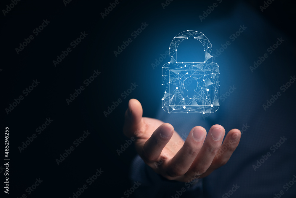 Business man Holding Lock icon Stock Photo | Adobe Stock