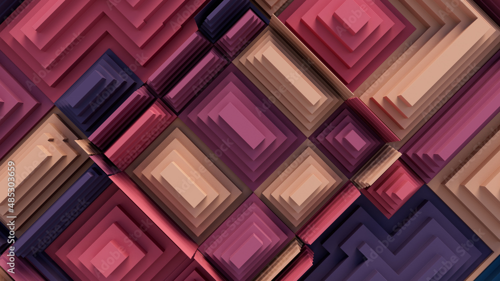Multicolored Tech Background with a Geometric 3D Structure. Bright ...