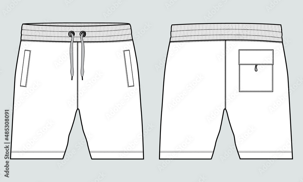 Cotton fleece Sweat jersey Shorts Pants Overall technical fashion flat ...