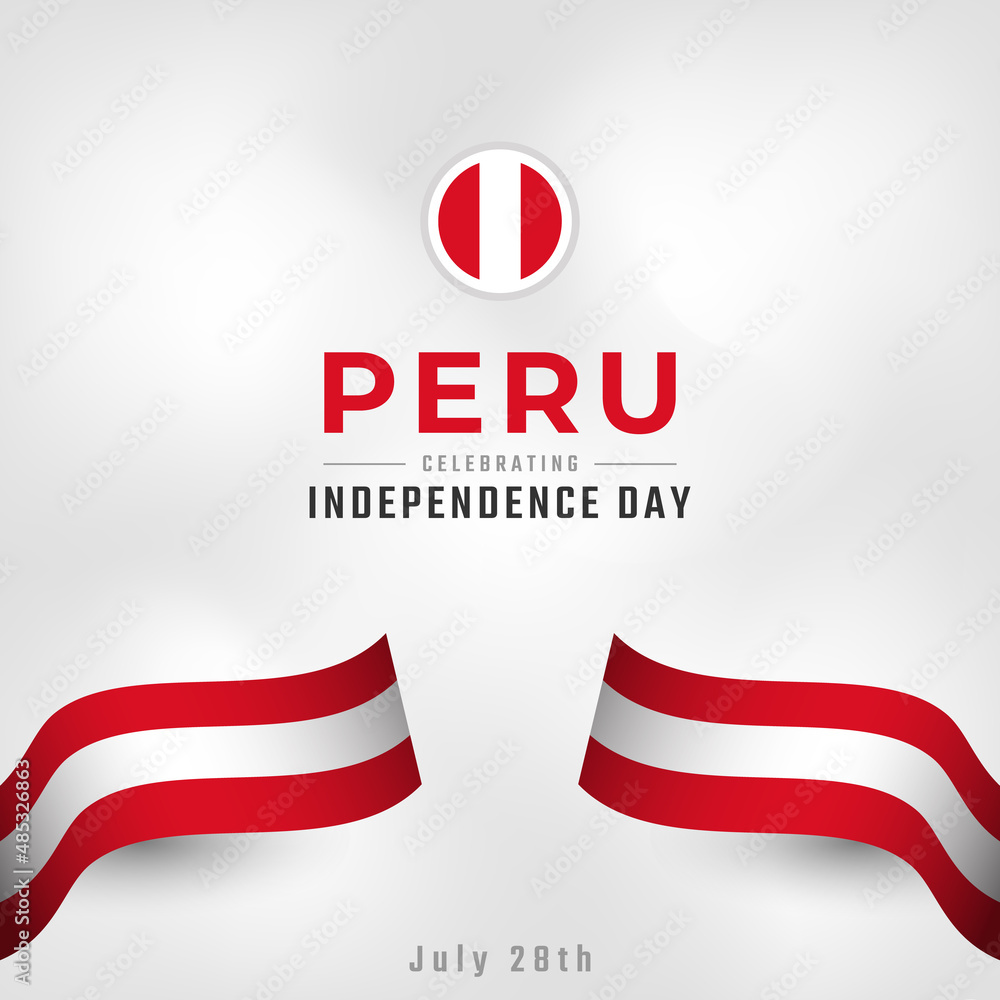 Happy Peru Independence Day July 28th Celebration Vector Design ...