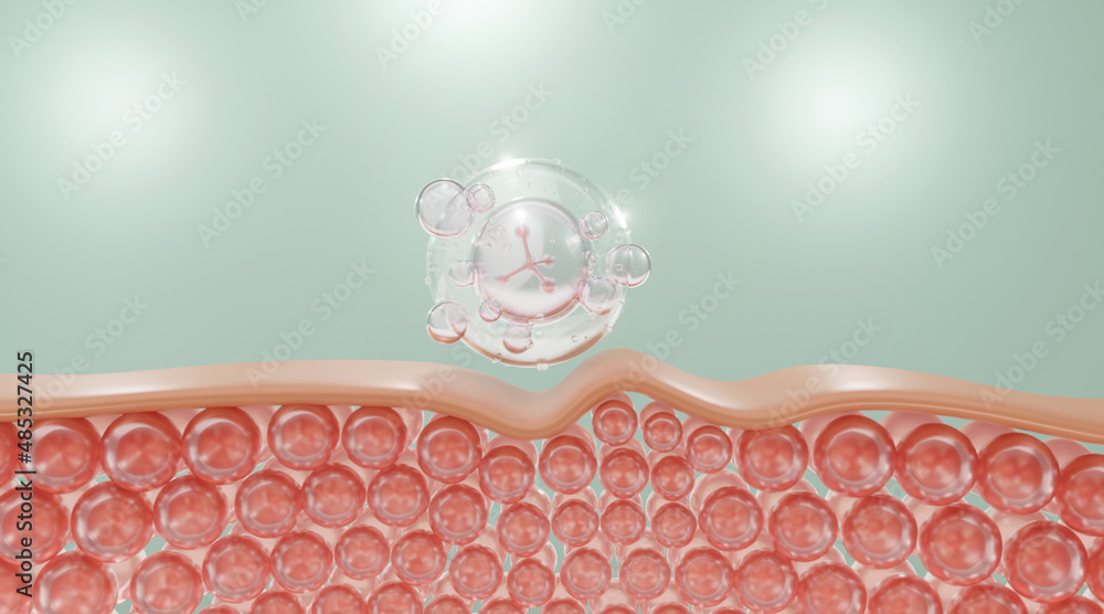 3D Collagen Skin Serum and Vitamin illustration isolated on soft color ...