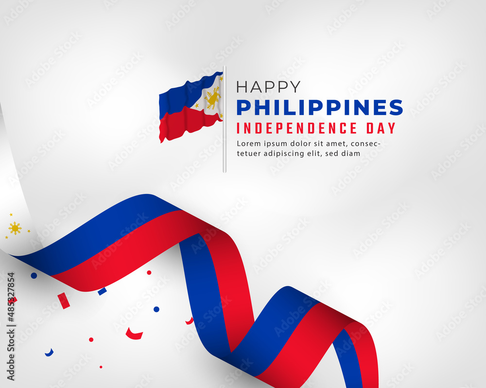 Happy Philippines Independence Day June 12th Celebration Vector Design ...