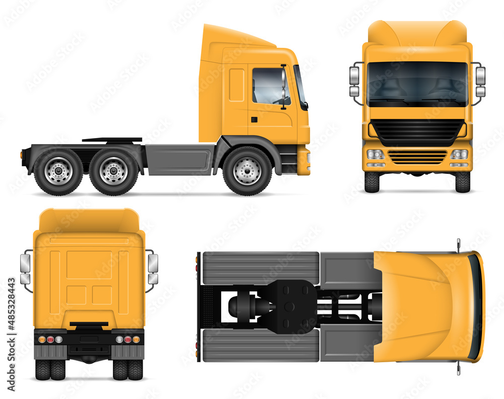 Truck vector mockup on white background for vehicle branding, corporate ...