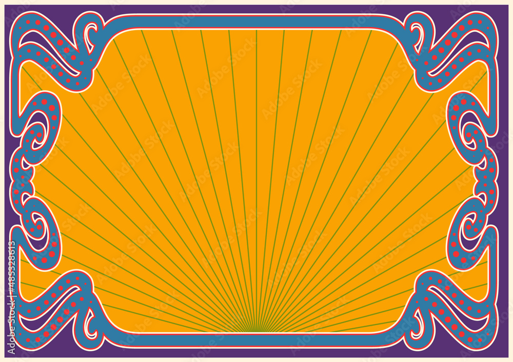 Psychedelic Art Nouveau Background, 1900s - 1920s Decorative Border ...