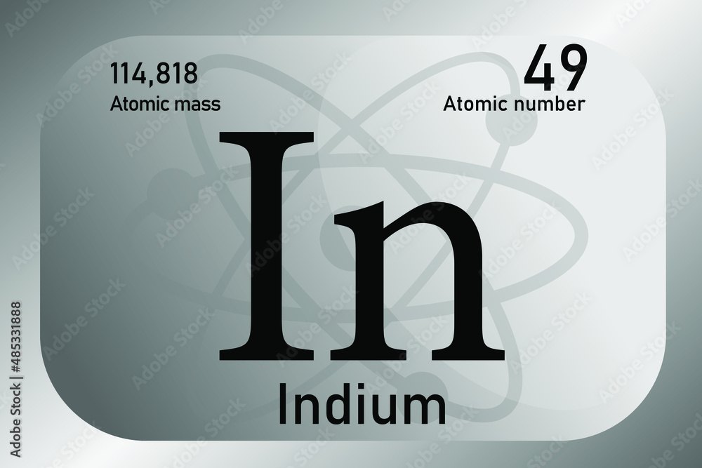 Vector illustration of a sign, symbol of the Indium atom, an element of ...