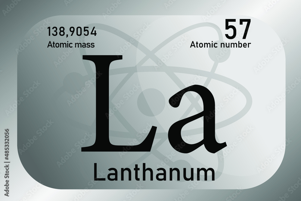 Vector illustration of a sign, symbol of the Lanthanum atom, an element ...
