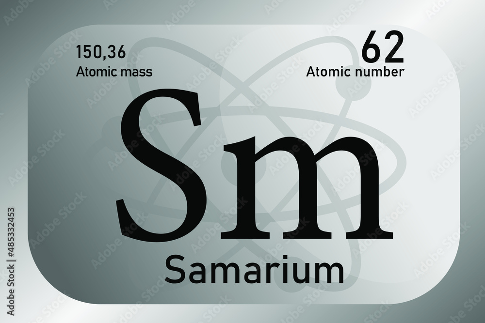 Vector illustration of a sign, symbol of the Samarium atom, an element ...