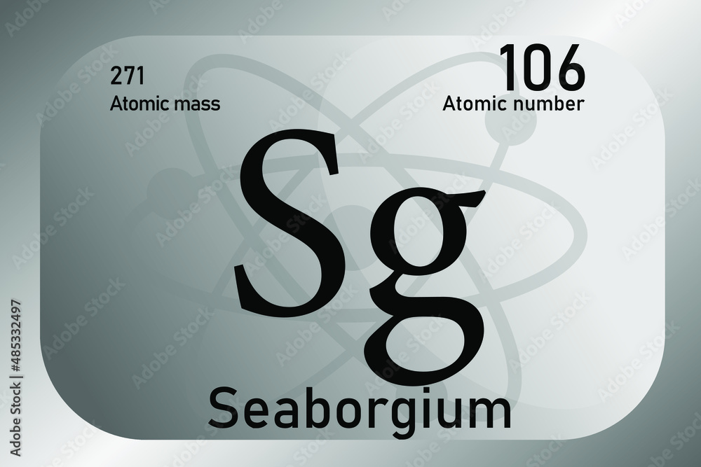 Vector illustration of a sign, symbol of the Seaborgium atom, an ...