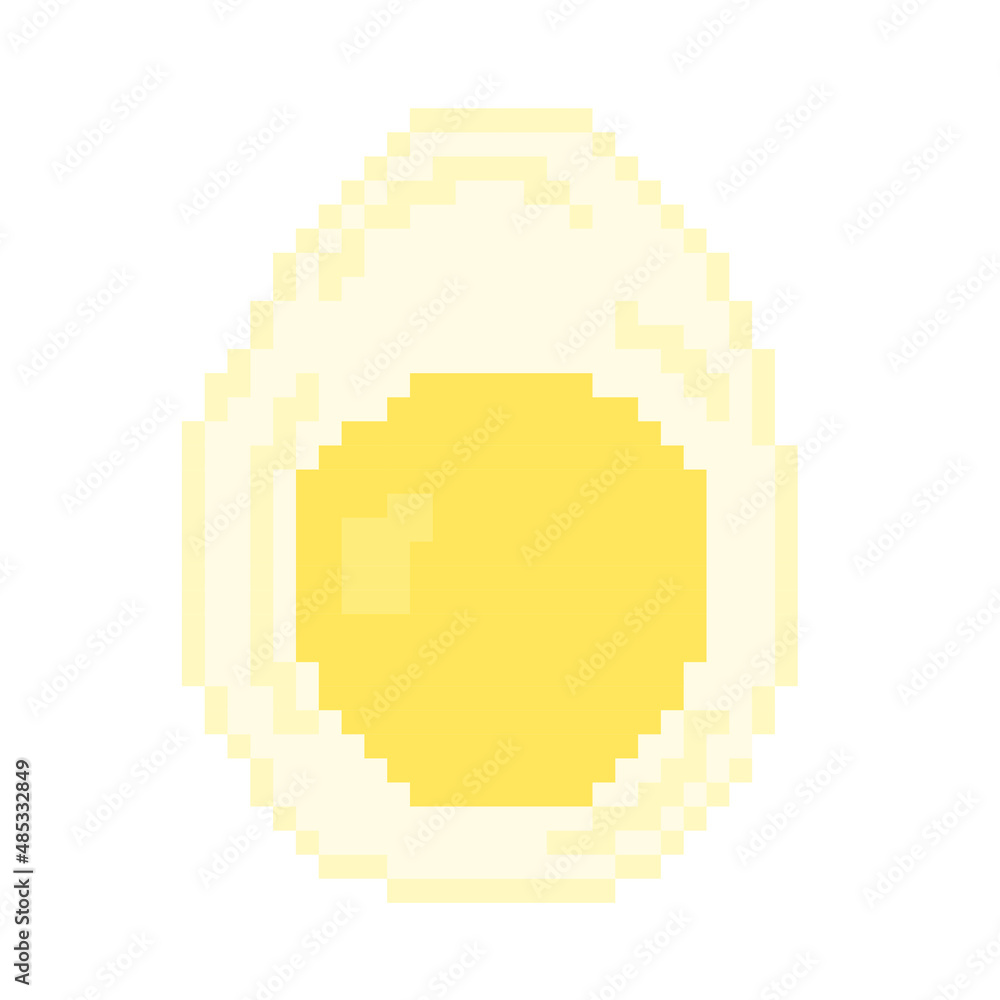 Boiled egg pixel art. Half an egg 8 bit. Pixelated food vector ...