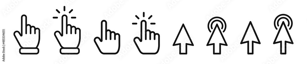 Vector cursors icons click set Stock Vector | Adobe Stock
