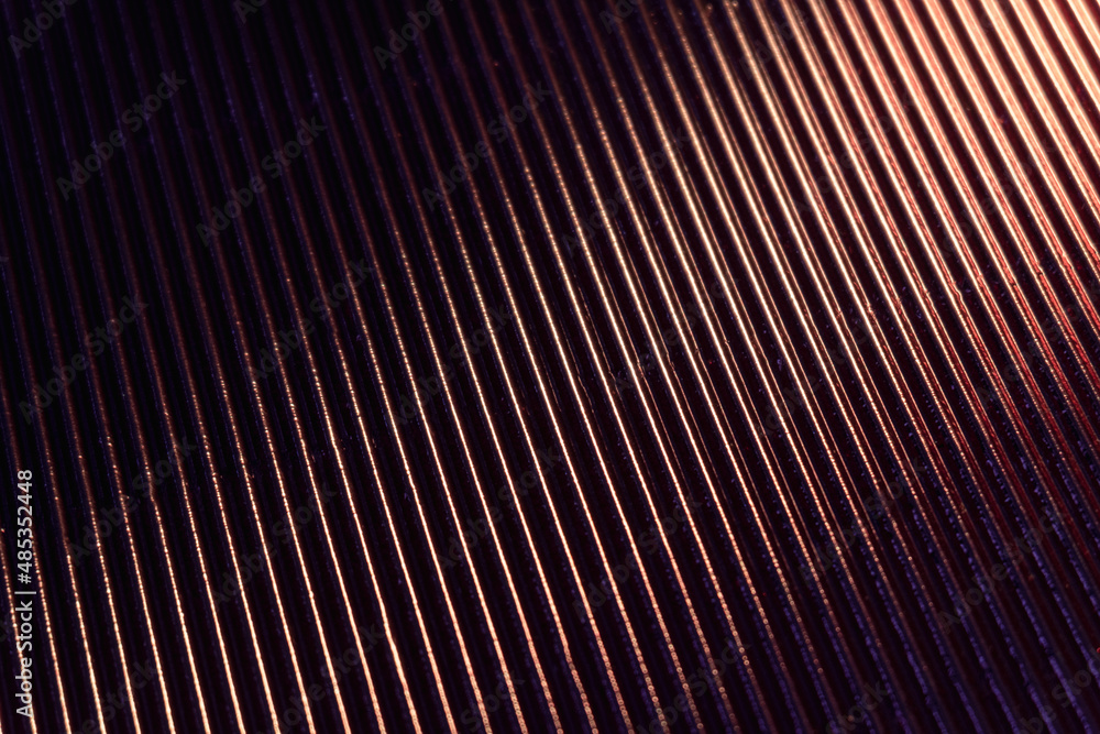 Corrugated texture. Neon light background. Grooved metal surface ...