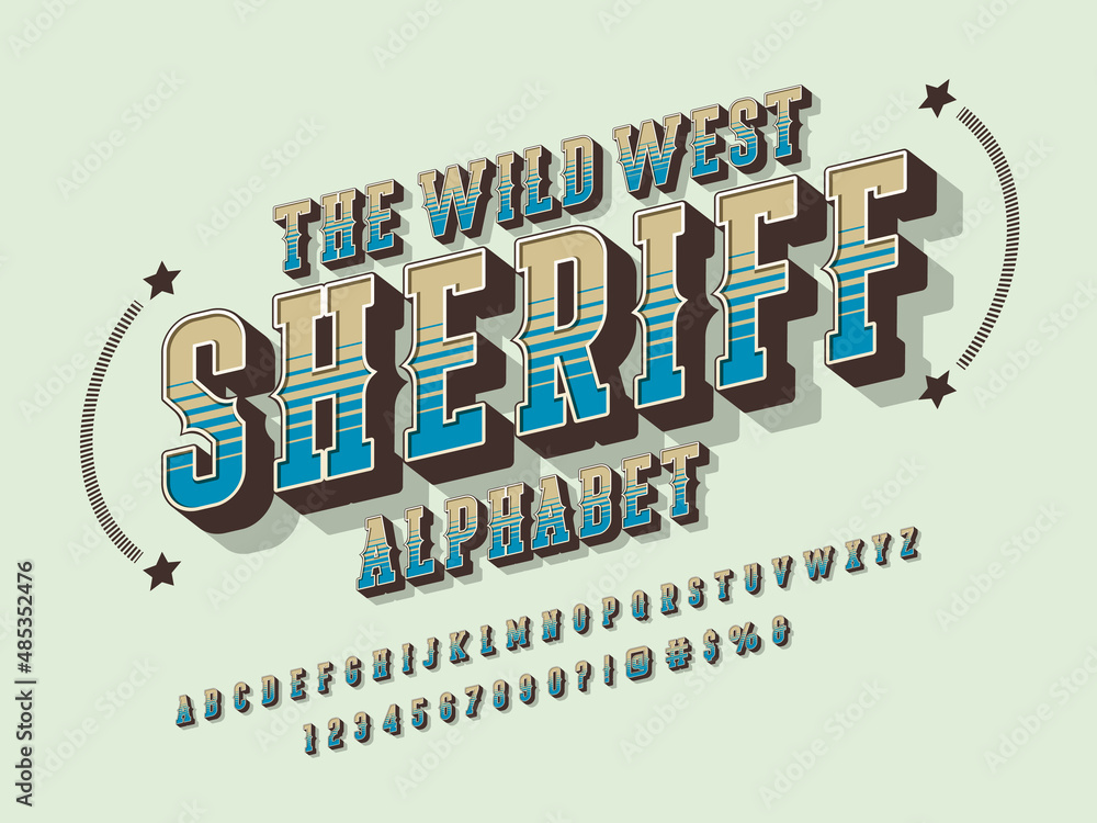 Vintage wild west western alphabet design with uppercase, lowercase ...