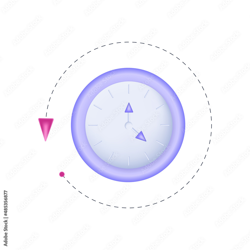 3d countdown past time on wall clock. A timer. The process of reverse ...