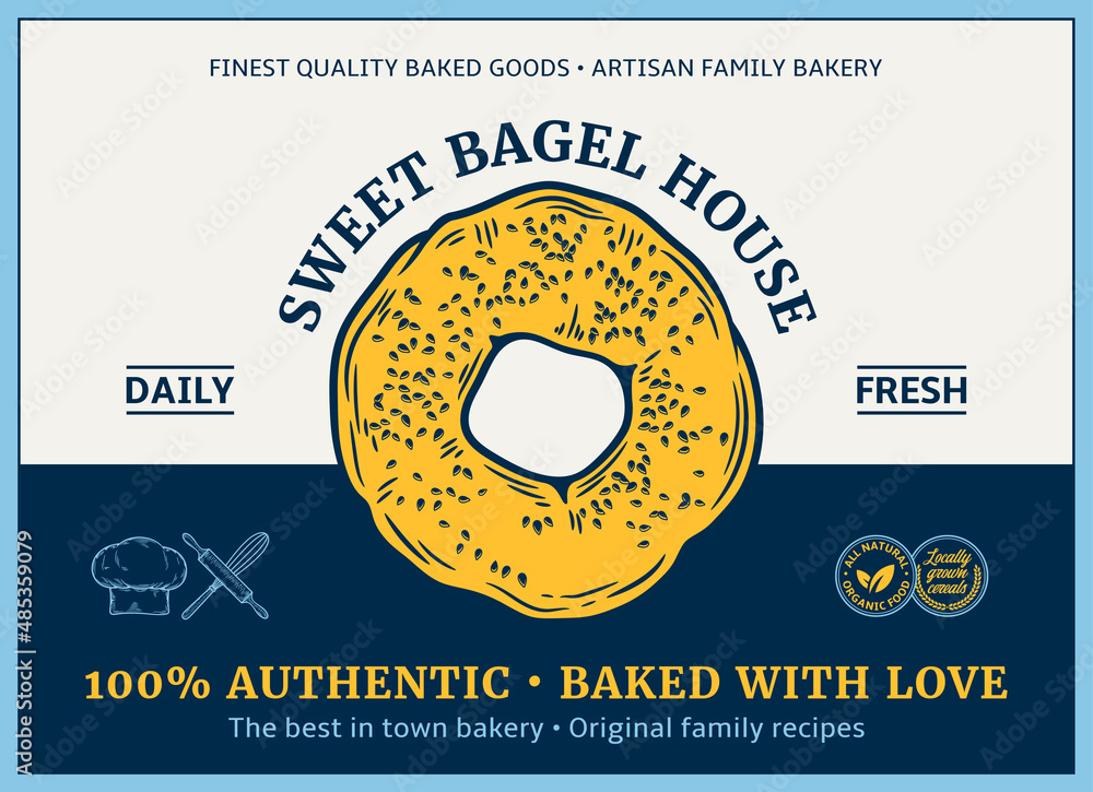 Bakery label and packaging design template for baked products branding ...