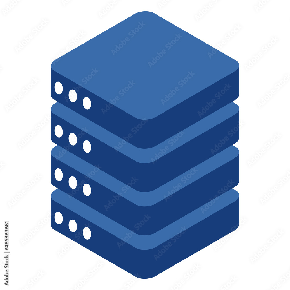 Database storage icon isometric, internet network server cloud data ...