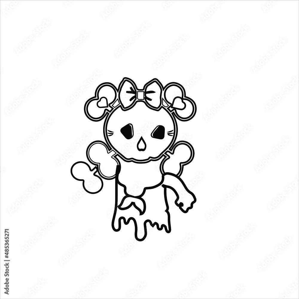 cute creepy kawaii coloring page Stock Vector | Adobe Stock